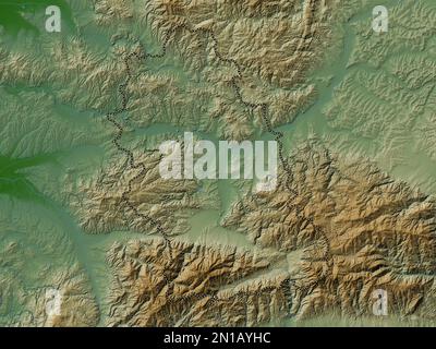 Hunedoara, county of Romania. Colored elevation map with lakes and ...