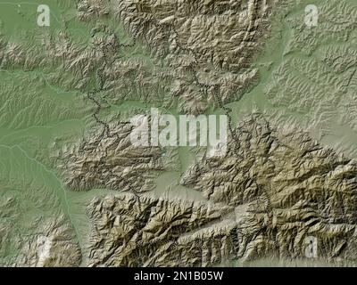 Hunedoara, county of Romania. Colored elevation map with lakes and ...