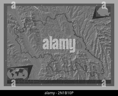 Iasi, county of Romania. Bilevel elevation map with lakes and rivers ...