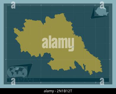 Iasi, county of Romania. Solid color shape. Locations and names of ...