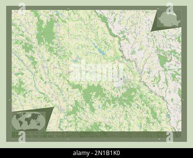 Iasi, county of Romania. Open Street Map. Locations of major cities of ...
