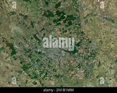 Ilfov, county of Romania. High resolution satellite map. Locations of ...