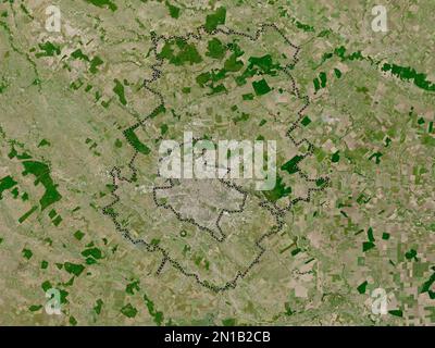 Ilfov, county of Romania. Low resolution satellite map. Corner ...
