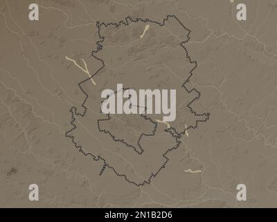 Ilfov, county of Romania. Colored elevation map with lakes and rivers ...