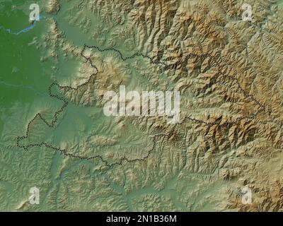 Maramures, county of Romania. Colored elevation map with lakes and ...