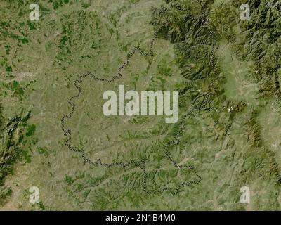 Mures, county of Romania. Low resolution satellite map. Corner ...
