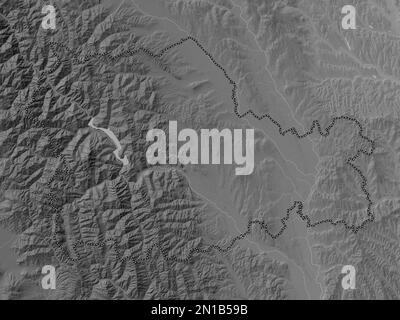 Neamt, county of Romania. Grayscale elevation map with lakes and rivers ...