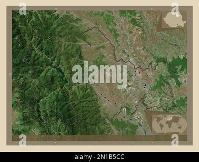 Neamt, county of Romania. High resolution satellite map. Locations and ...