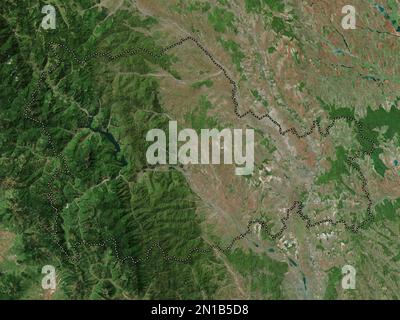 Neamt, county of Romania. High resolution satellite map. Locations and ...