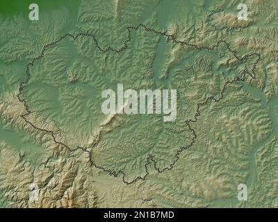 Salaj, county of Romania. Elevation map colored in sepia tones with ...