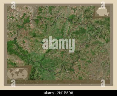 Shape of Sălaj, county of Romania, with its capital isolated on white ...