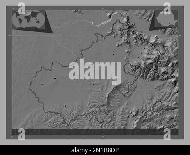Satu Mare, county of Romania. Bilevel elevation map with lakes and ...