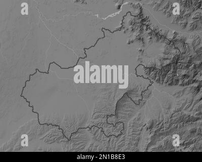 Satu Mare, county of Romania. Grayscale elevation map with lakes and ...