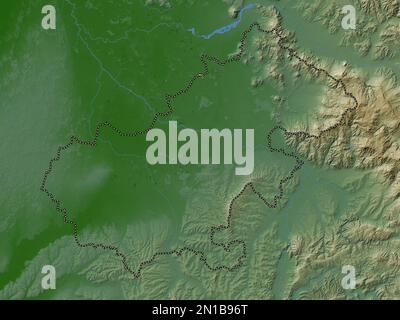 Satu Mare, county of Romania. Colored elevation map with lakes and ...