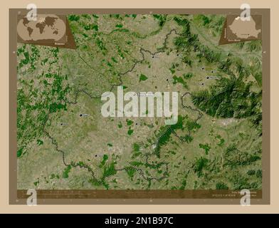Satu Mare, county of Romania. Low resolution satellite map. Locations ...