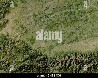 Sibiu, county of Romania. Low resolution satellite map. Locations and ...