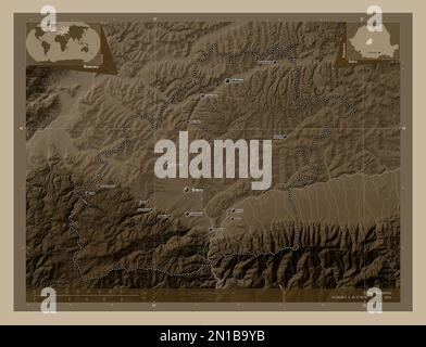 Sibiu, county of Romania. Colored elevation map with lakes and rivers ...