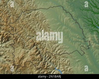 Suceava, county of Romania. Colored elevation map with lakes and rivers ...