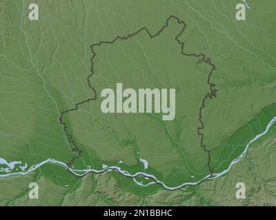 Teleorman, county of Romania. Colored elevation map with lakes and ...