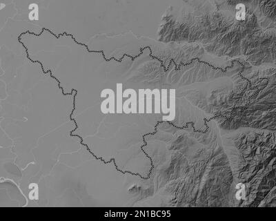 Timis, county of Romania. Grayscale elevation map with lakes and rivers ...