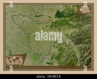 Timis, county of Romania. Low resolution satellite map. Locations of ...
