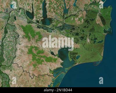 Tulcea, county of Romania. High resolution satellite map. Locations and ...