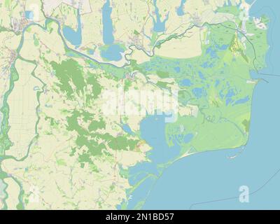 Tulcea, county of Romania. Open Street Map. Locations of major cities ...