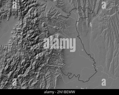 Vrancea, county of Romania. Bilevel elevation map with lakes and rivers ...