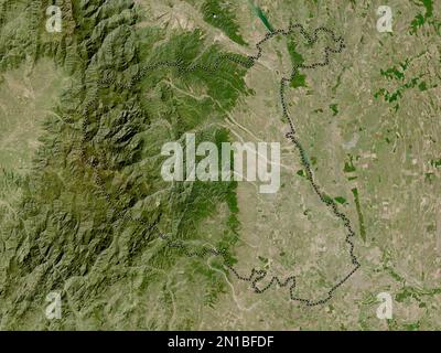 Vrancea, county of Romania. Low resolution satellite map. Locations and ...