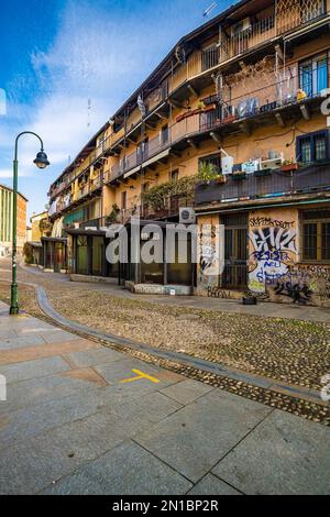 Italy Piedmont Turin Borgo Dora View of Via Canale Molassi Stock Photo ...