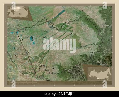 Altay, territory of Russia. High resolution satellite map. Locations ...