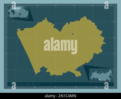 Shape of Altay, territory of Russia, with its capital isolated on solid ...