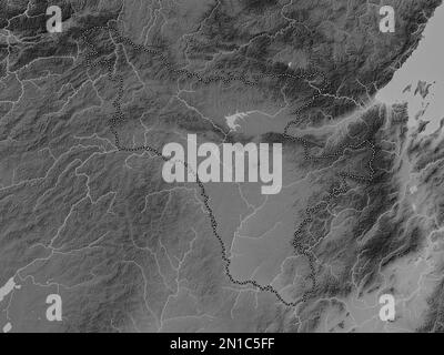 Amur, region of Russia. Elevation map colored in wiki style with lakes ...