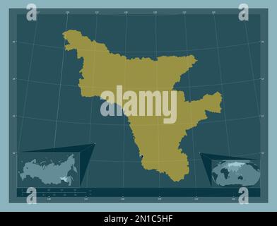 Shape of Amur, region of Russia, and its capital. Distance scale ...