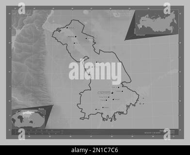 Astrakhan', region of Russia. Grayscale elevation map with lakes and ...