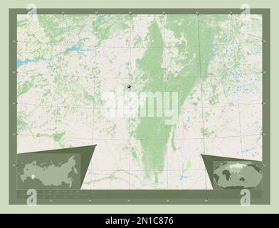Bashkortostan, republic of Russia. Open Street Map. Locations and names ...