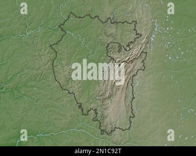 Bashkortostan, republic of Russia. Elevation map colored in wiki style ...