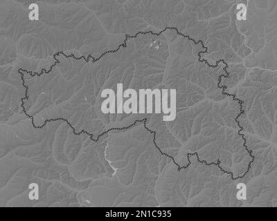 Belgorod, region of Russia. Grayscale elevation map with lakes and ...