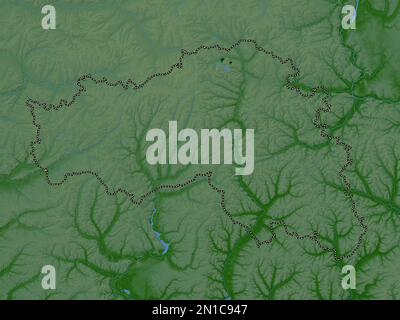 Belgorod, region of Russia. Colored elevation map with lakes and rivers ...