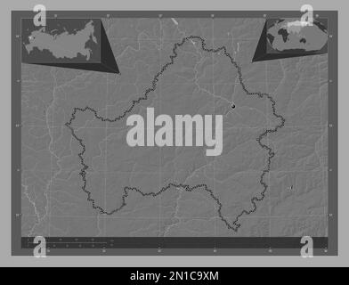Bryansk, region of Russia. Bilevel elevation map with lakes and rivers ...