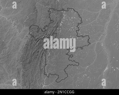 Chelyabinsk, region of Russia. Grayscale elevation map with lakes and ...