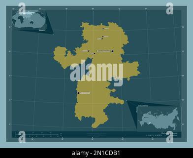 Shape of Chelyabinsk, region of Russia, with its capital isolated on ...