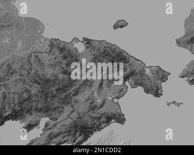 Chukot, autonomous province of Russia. Bilevel elevation map with lakes ...
