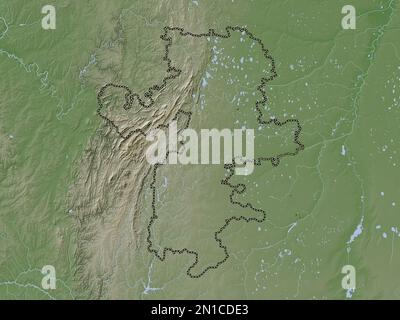 Chelyabinsk, region of Russia. Colored elevation map with lakes and ...