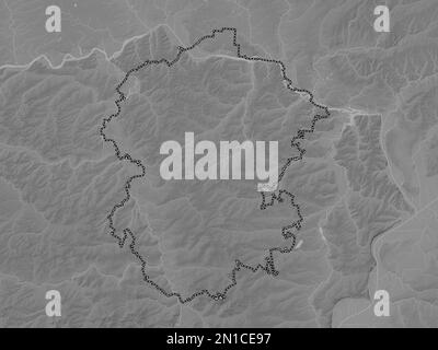 Chuvash, republic of Russia. Grayscale elevation map with lakes and ...