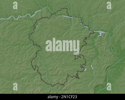 Chuvash, republic of Russia. Colored elevation map with lakes and ...