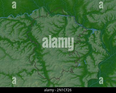 Chuvash, republic of Russia. Colored elevation map with lakes and ...