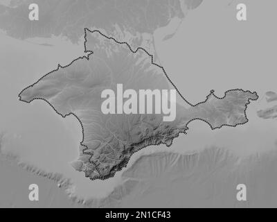 Crimea, autonomous republic of Russia. Grayscale elevation map with ...