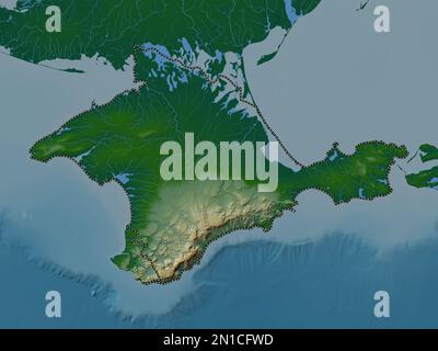 Crimea, autonomous republic of Russia. Elevation map colored in wiki ...