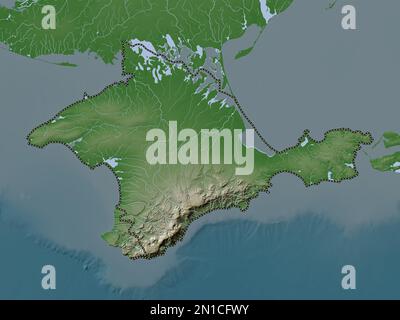 Crimea, autonomous republic of Russia. Elevation map colored in wiki ...